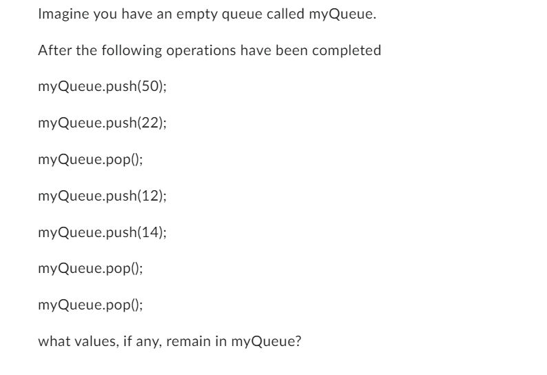Imagine you have an empty queue called myQueue. After | Chegg.com