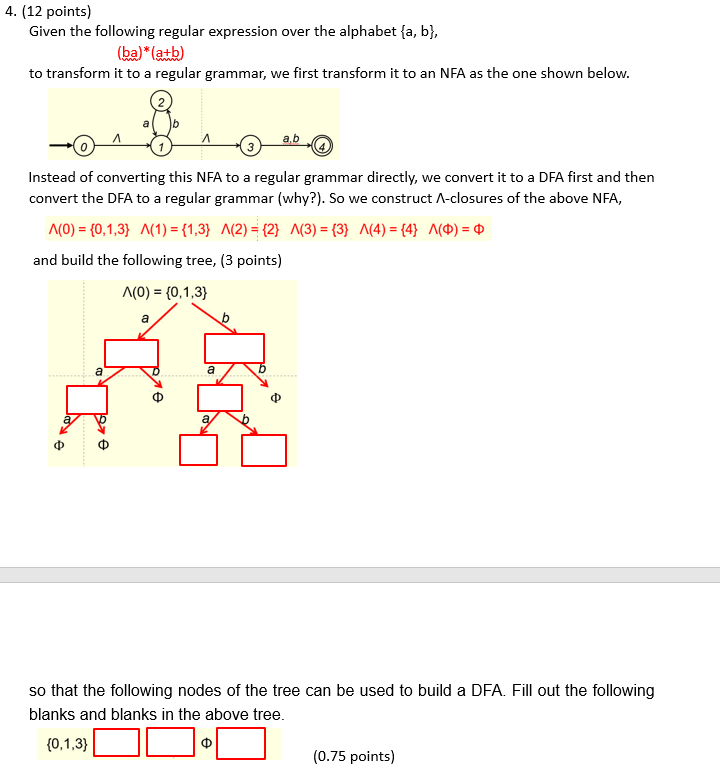 Solved 4. (12 points) Given the following regular expression | Chegg.com Solved 4. (12 points) Given the following regular expression | Chegg.com