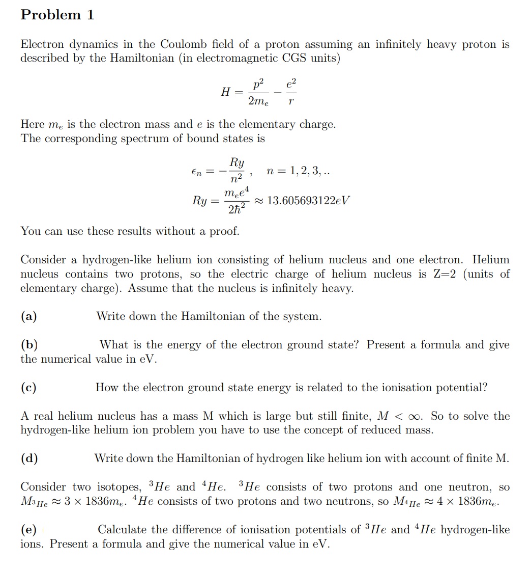 Solved Electron Dynamics In The Coulomb Field Of A Proton
