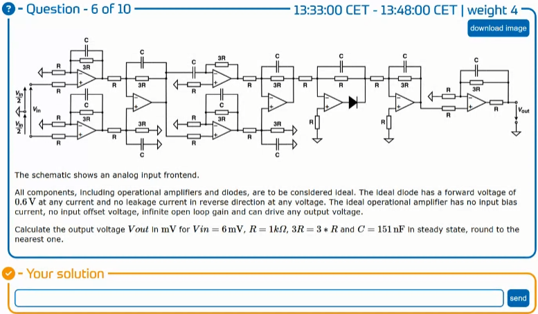 Solved © - ﻿Question - 6 ﻿of 10The schematic shows an analog | Chegg.com