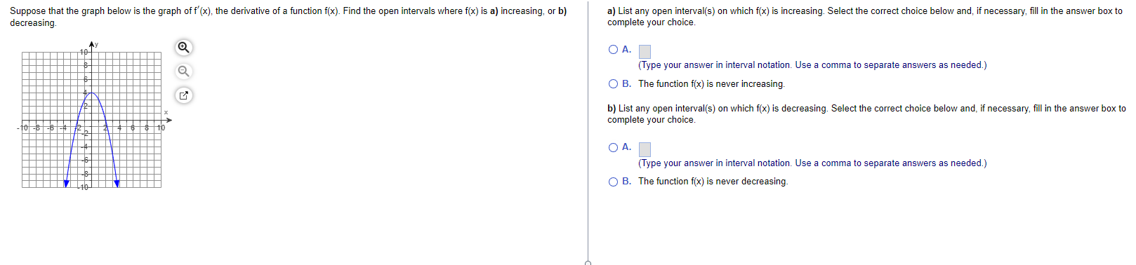 Solved Suppose that the graph below is the graph of f′(x), | Chegg.com