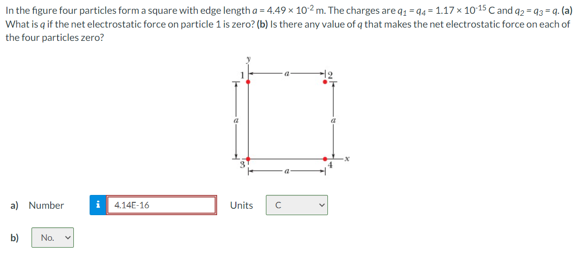 Solved In the figure four particles form a square with edge | Chegg.com