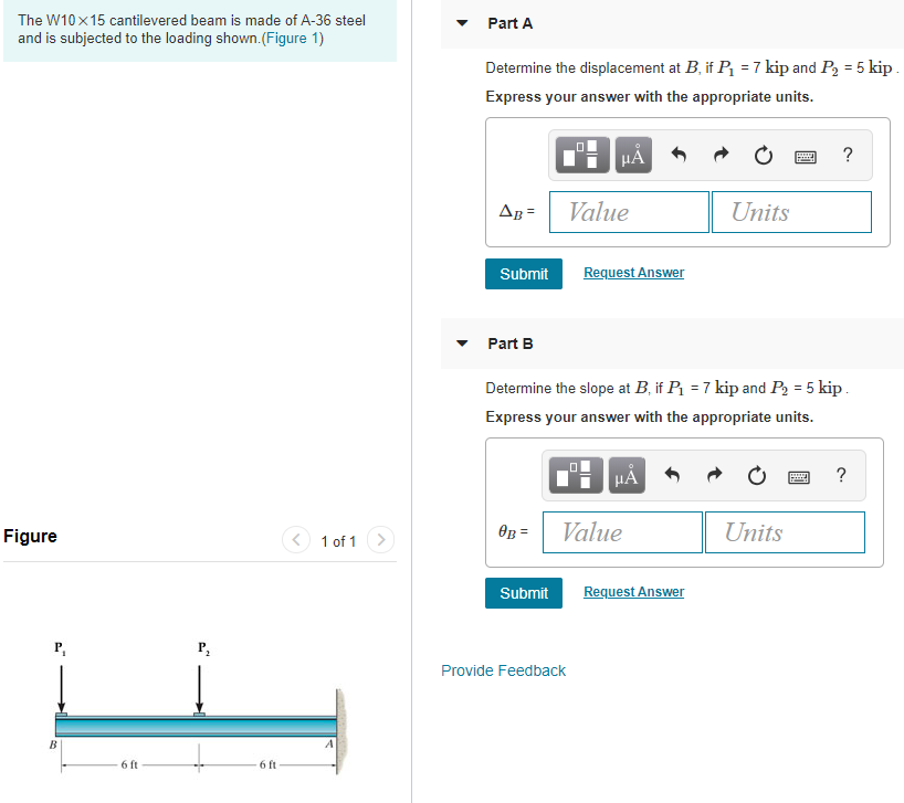 Solved The W10x15 cantilevered beam is made of A-36 steel | Chegg.com