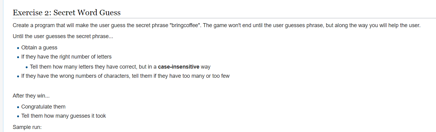 Solved Create a program that will make the user guess the | Chegg.com