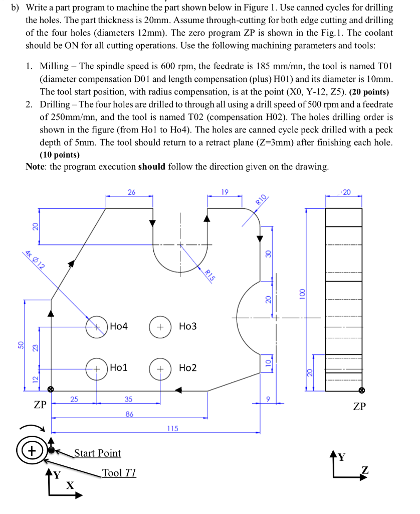 Solved b) Write a part program to machine the part shown | Chegg.com