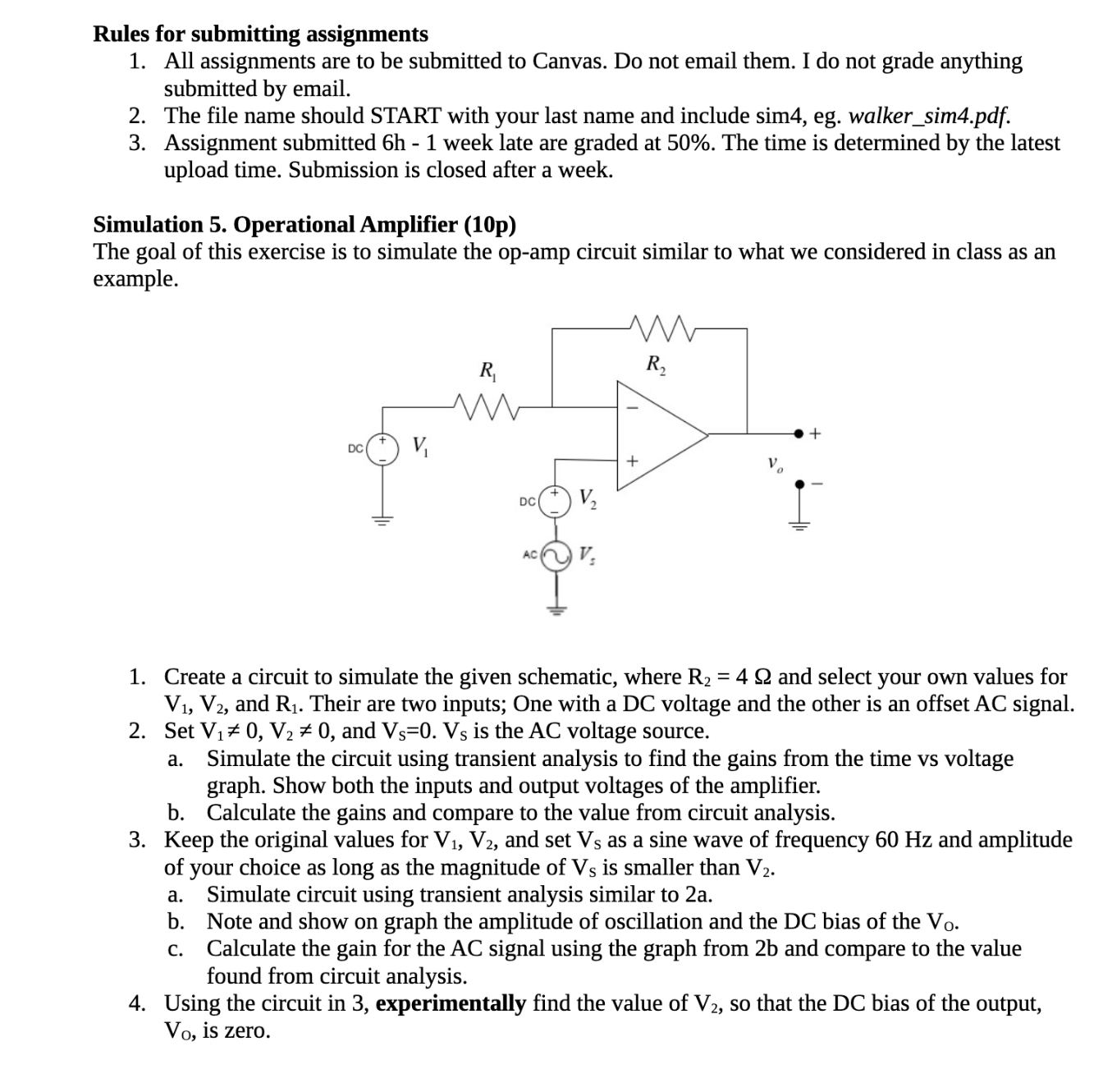 Solved Simulation 5. Operational Amplifier (10p)The goal of | Chegg.com