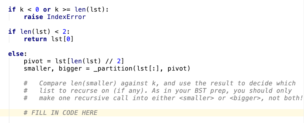 Solved Implement the kth_smallest() method by | Chegg.com