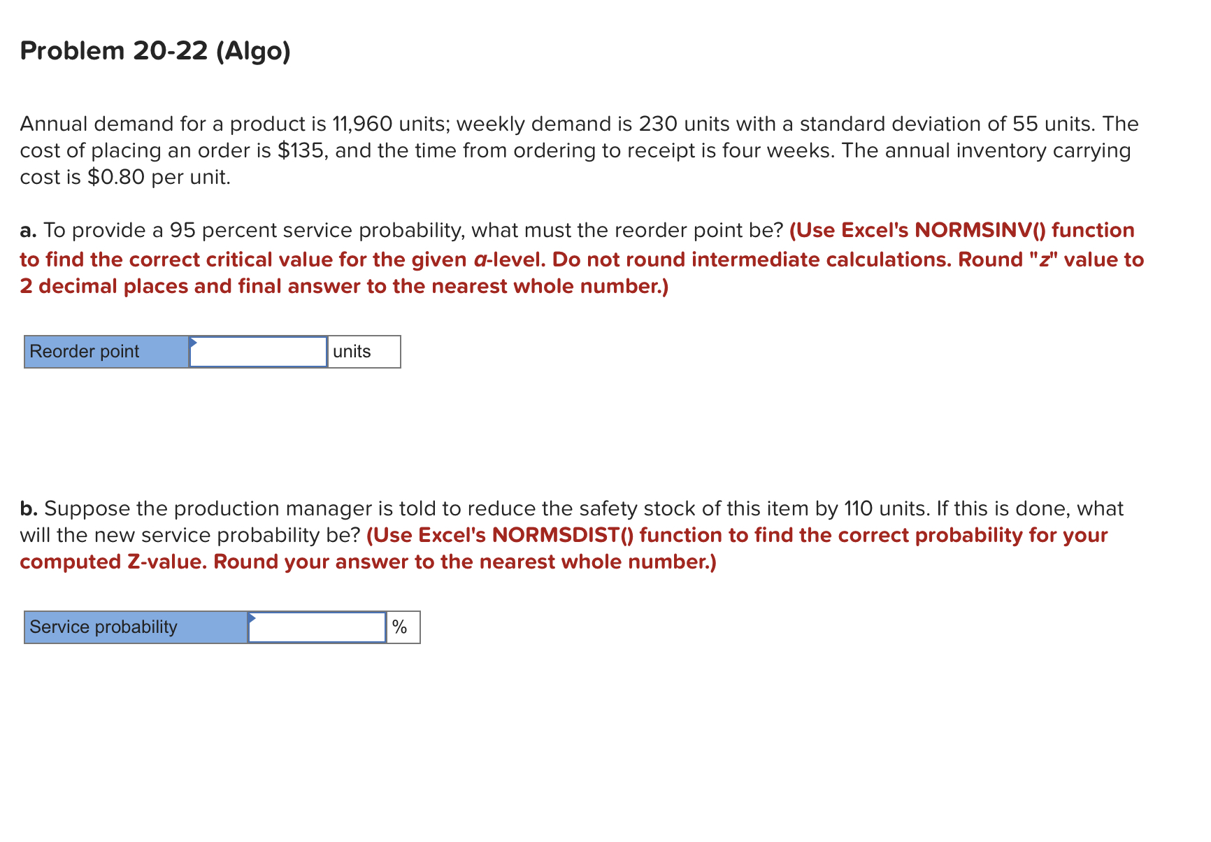 Solved Annual demand for a product is 11,960 units; weekly | Chegg.com