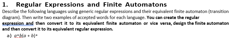 Solved 1. Regular Expressions and Finite Automatons Describe | Chegg.com