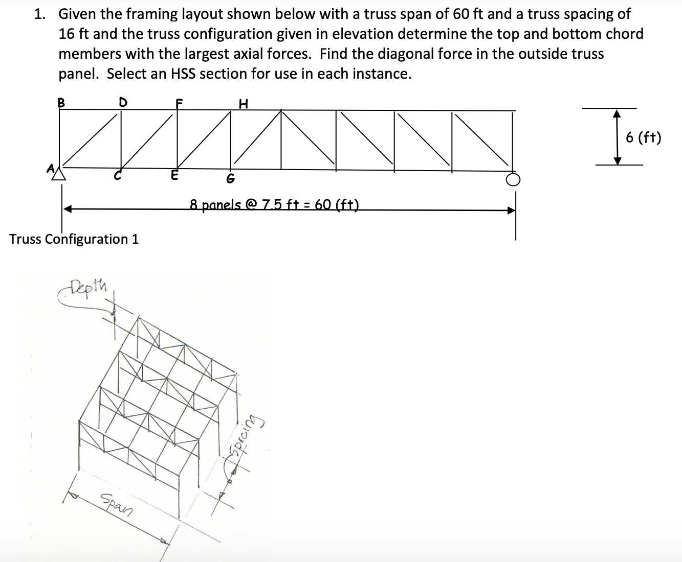 Solved 1. Given the framing layout shown below with a truss | Chegg.com