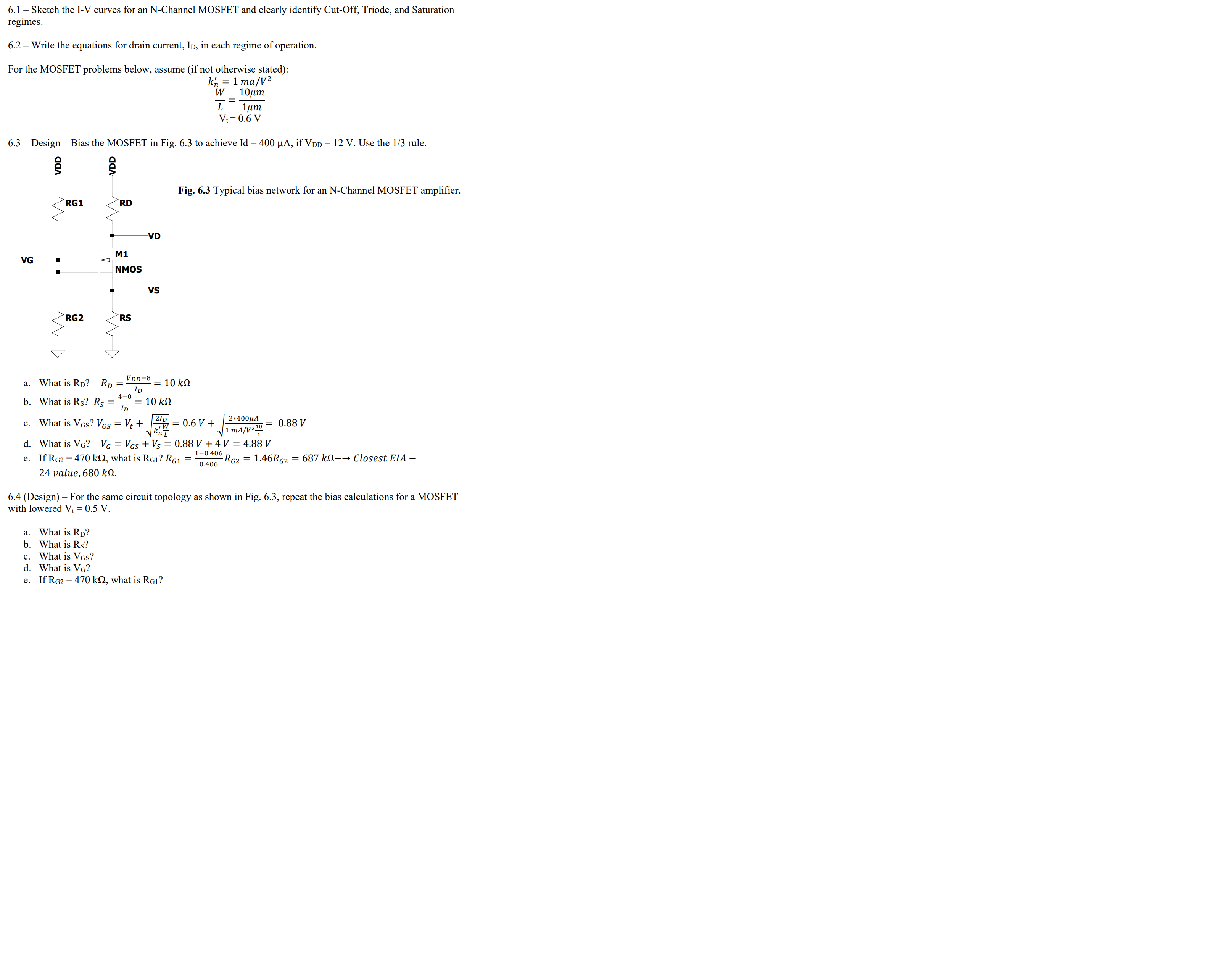 Solved 6.1 - Sketch the I-V curves for an N-Channel MOSFET | Chegg.com