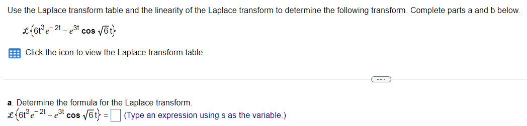 Solved Use the Laplace transform table and the linearity of | Chegg.com