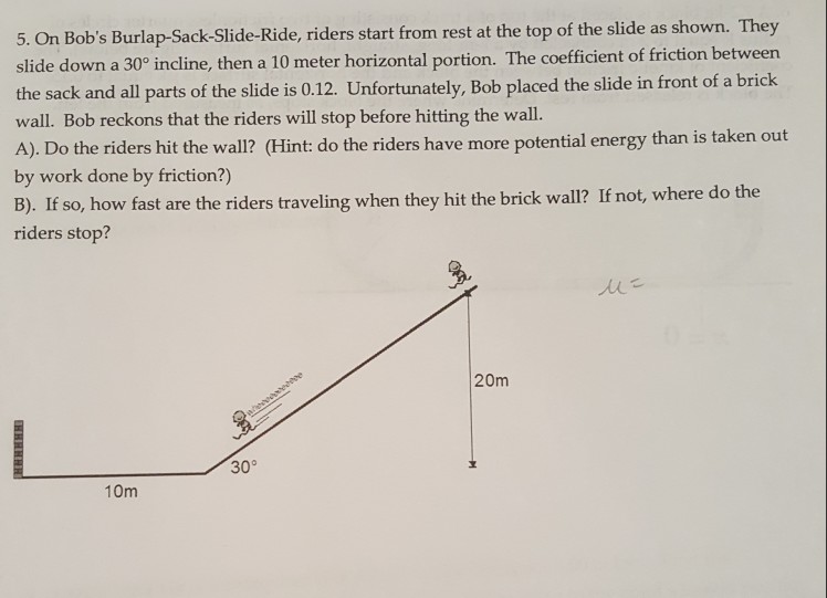Solved 5. On Bob's Burlap-Sack-Slide-Ride, riders start from | Chegg.com