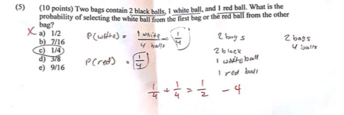 Solved Two bags contain 2 black balls, 1 white ball, and 1 | Chegg.com