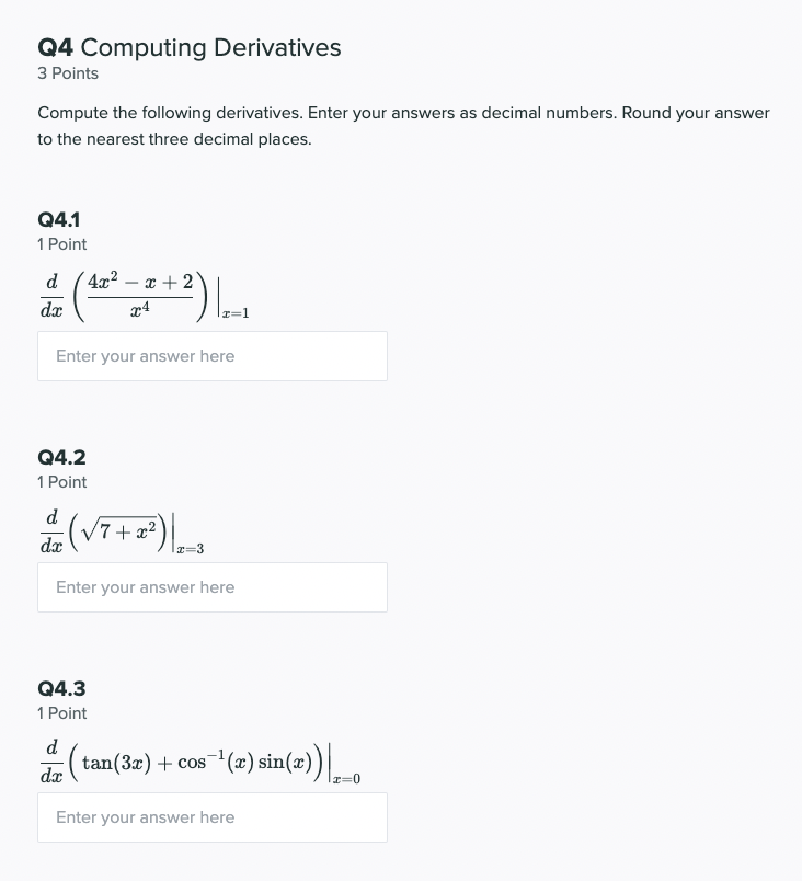 Solved Q4 Computing Derivatives 3 Points Compute the | Chegg.com