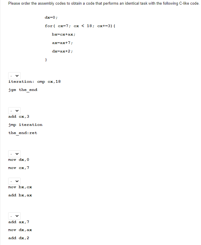 Solved Please order the assembly codes to obtain a code that | Chegg.com