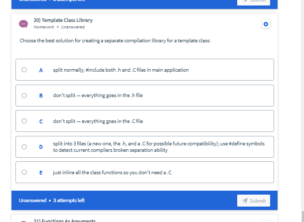 Solved 30) Template Class Library Homework. Unanswered | Chegg.com