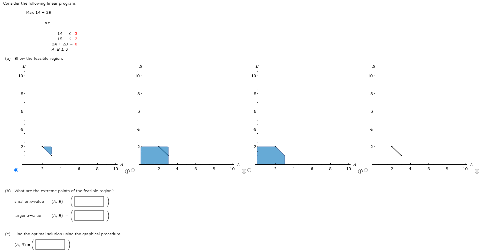 Solved Consider the following linear program. Max 1A + 2B | Chegg.com