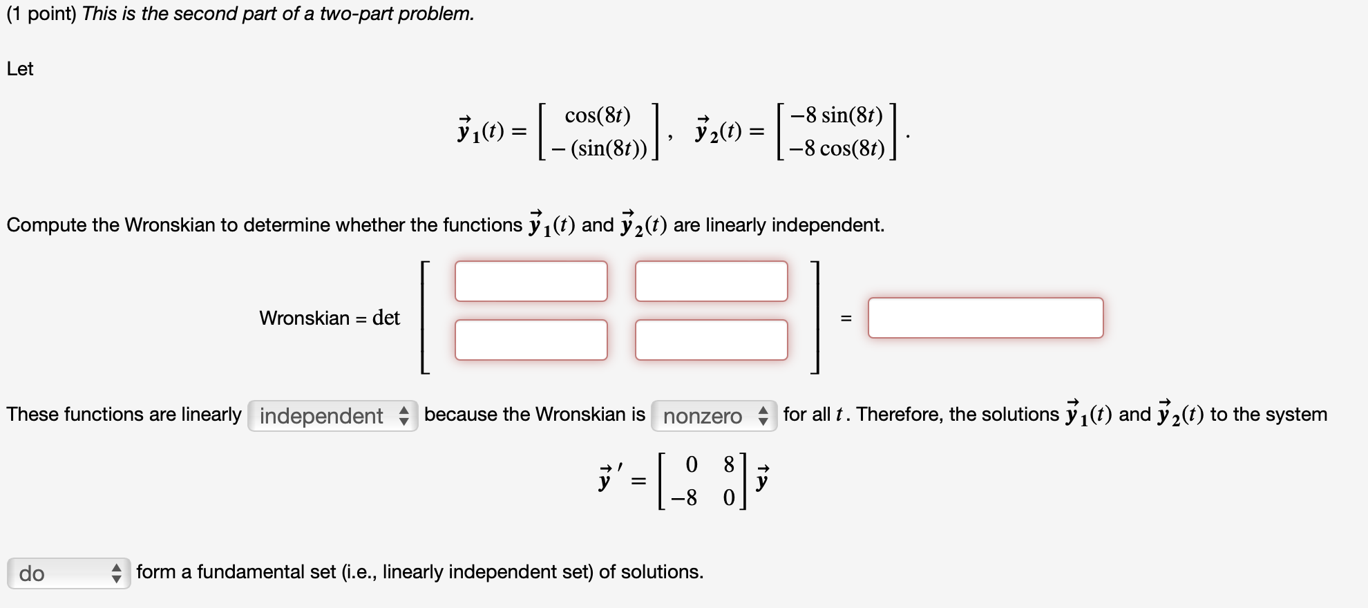 Solved (1 point) This is the second part of a two-part | Chegg.com
