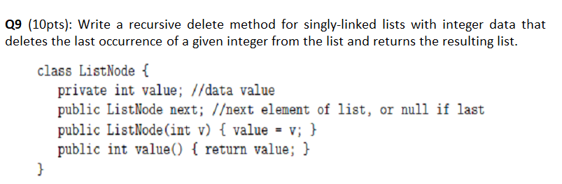 Solved 09 (10pts): Write a recursive delete method for | Chegg.com
