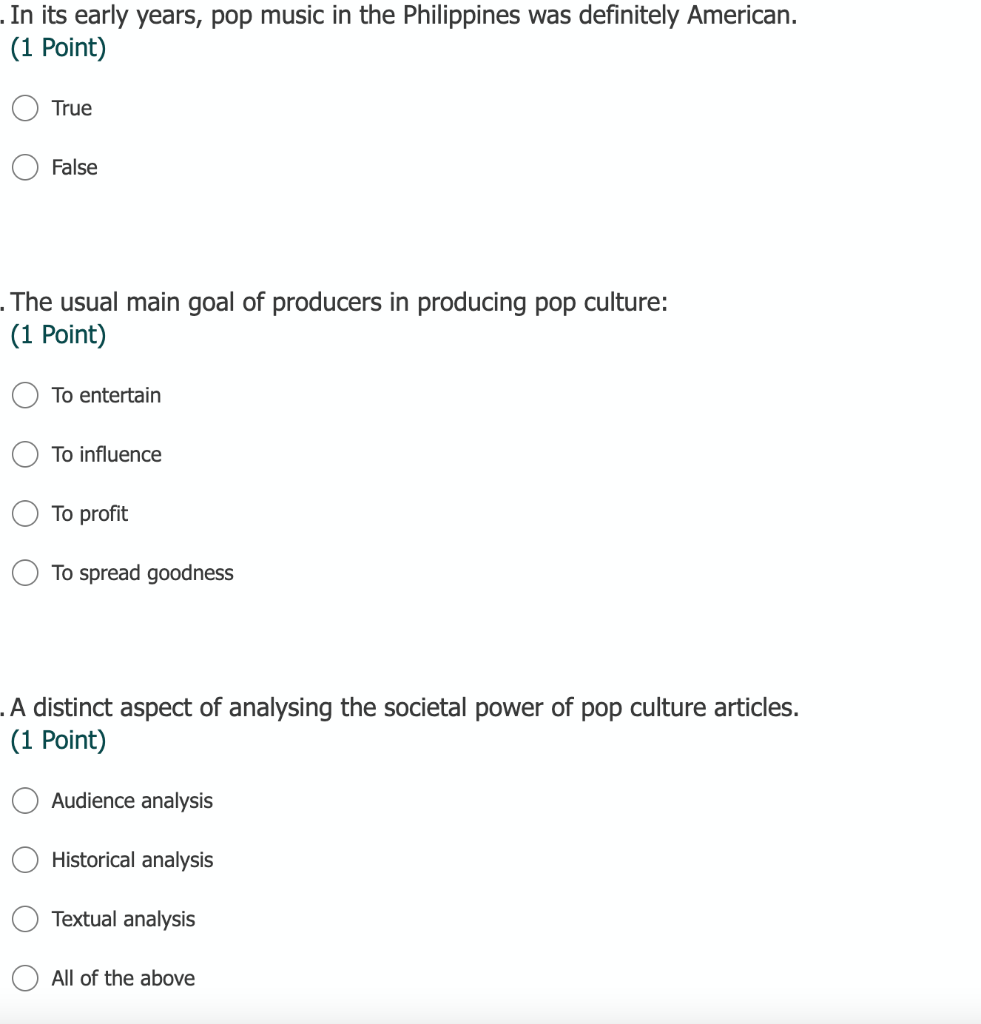 Solved In its early years, pop music in the Philippines was | Chegg.com