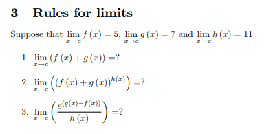Solved 3 Rules for limits Suppose that | Chegg.com