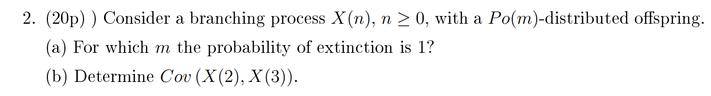 Solved Consider a branching process X(n), n ≥ 0; with | Chegg.com