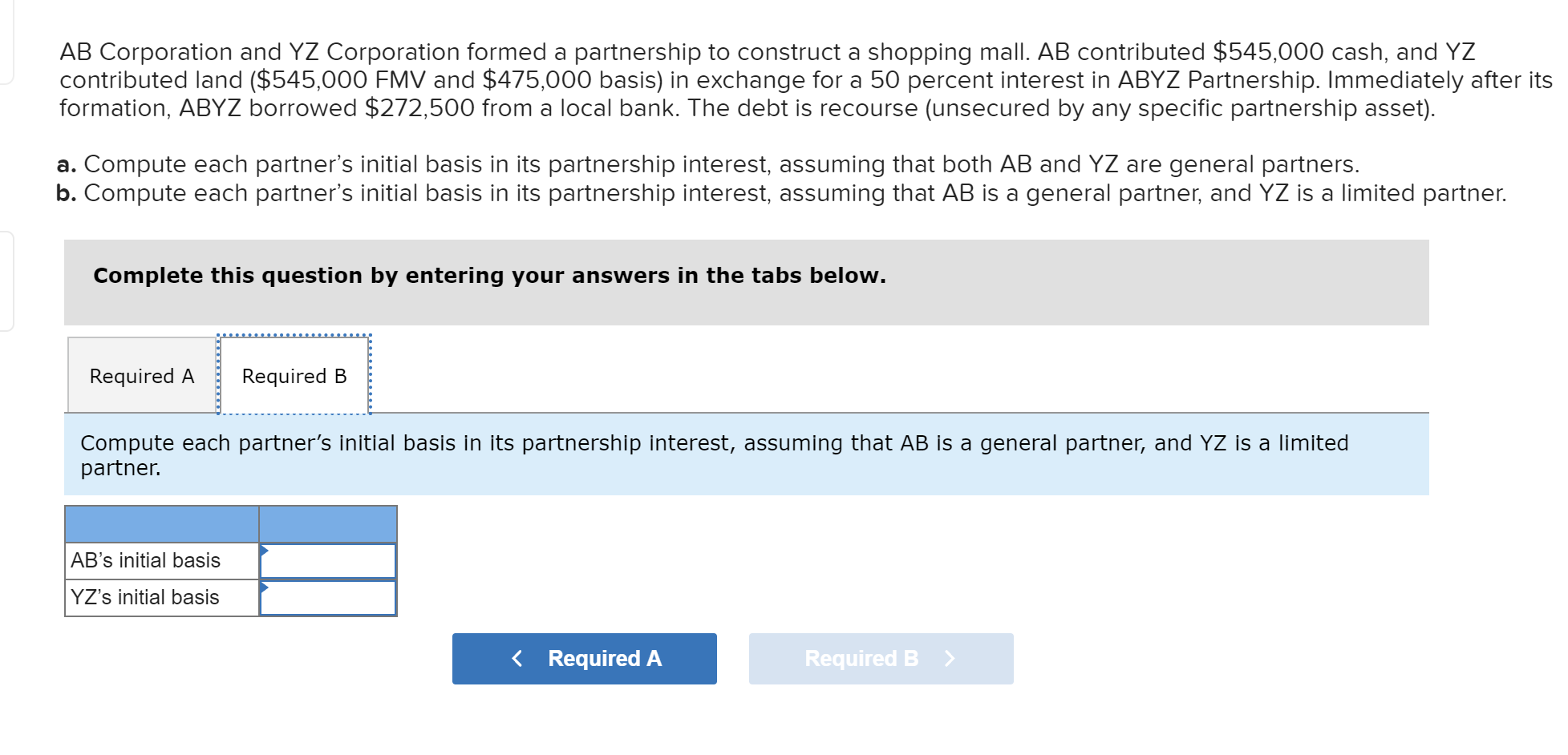 Solved AB Corporation and YZ Corporation formed a | Chegg.com
