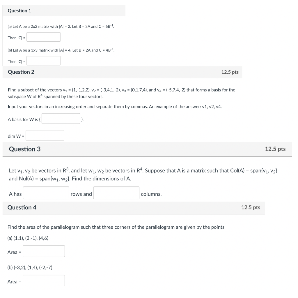 Solved Question 1 (a) Let A be a 2x2 matrix with Al = 2. Let | Chegg.com
