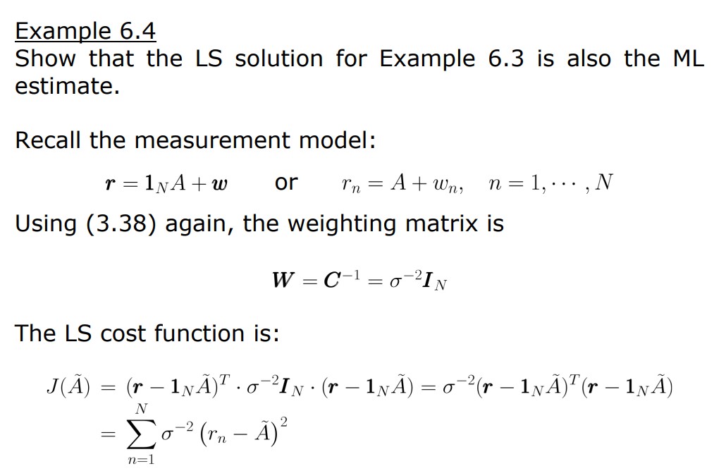 Solved Example 6.4 Show that the LS solution for Example 6.3 | Chegg.com