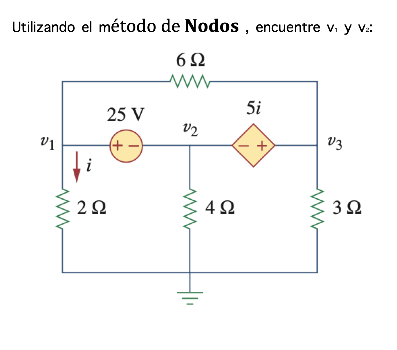 Solved Utilizando el método de Nodos, encuentre v1 y v2 : | Chegg.com