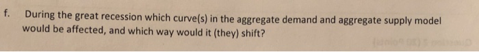 Solved During the great recession which curve(s) in the | Chegg.com