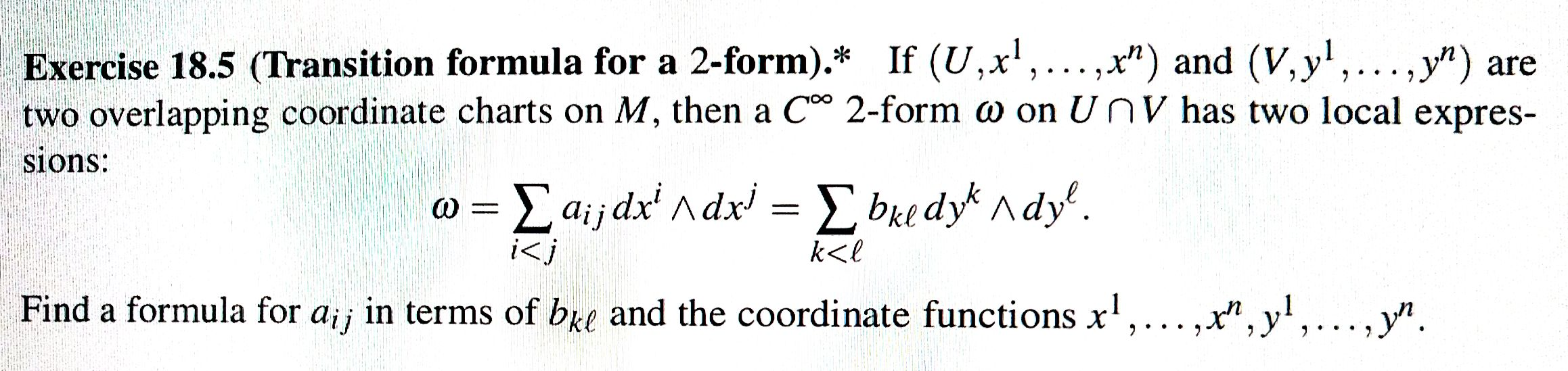 Exercise 18.5 (Transition formula for a 2-form).* If | Chegg.com
