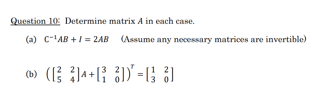 Solved Determine Matrix A in each case | Chegg.com