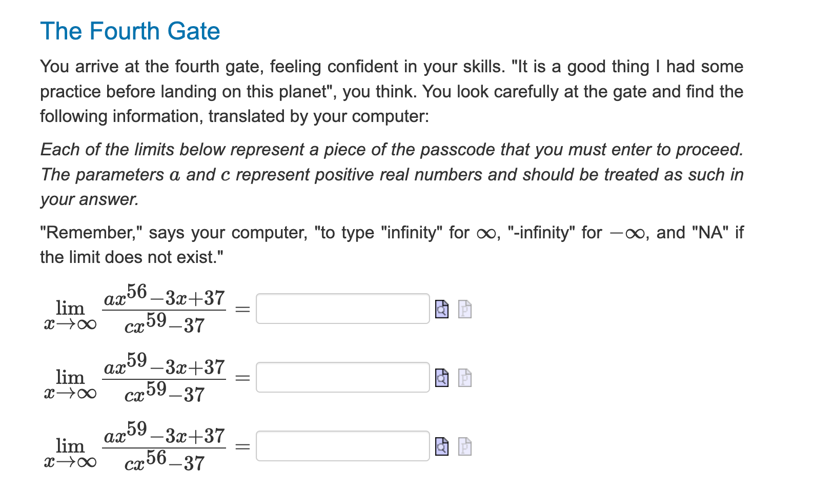 Solved You arrive at the fourth gate, feeling confident in | Chegg.com