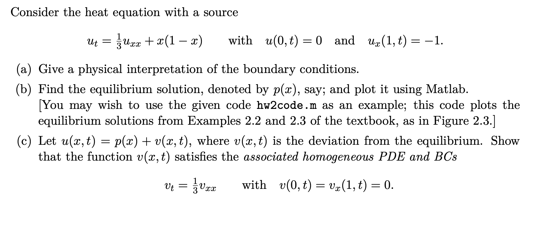 Solved Consider the heat equation with a source | Chegg.com
