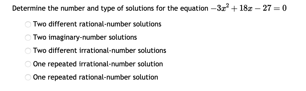 Determine the number and type of solutions for the | Chegg.com