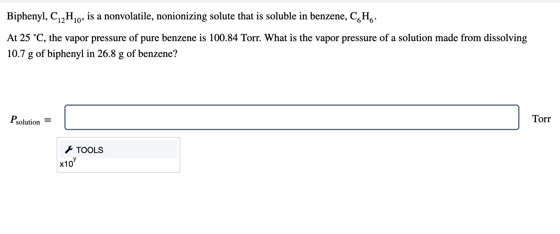Solved Biphenyl, C12H10, is a nonvolatile, nonionizing | Chegg.com
