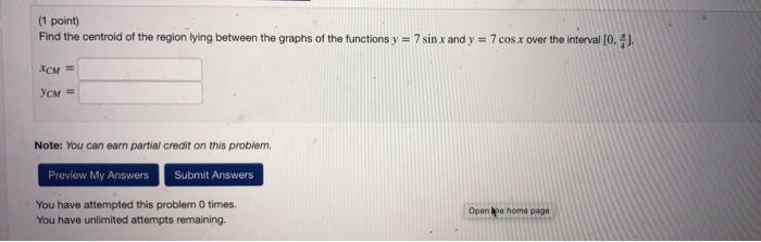 Solved (1 point) Find the centroid of the region lying | Chegg.com
