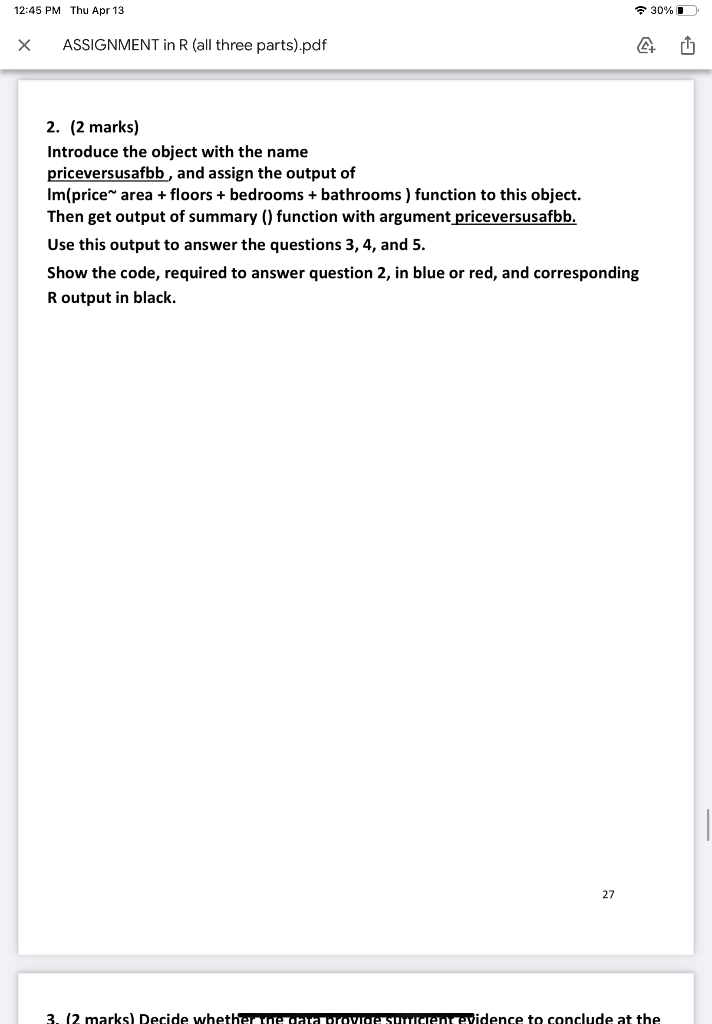 Solved Problem 8. (2+2+2+2+2=10 marks) The price for a | Chegg.com