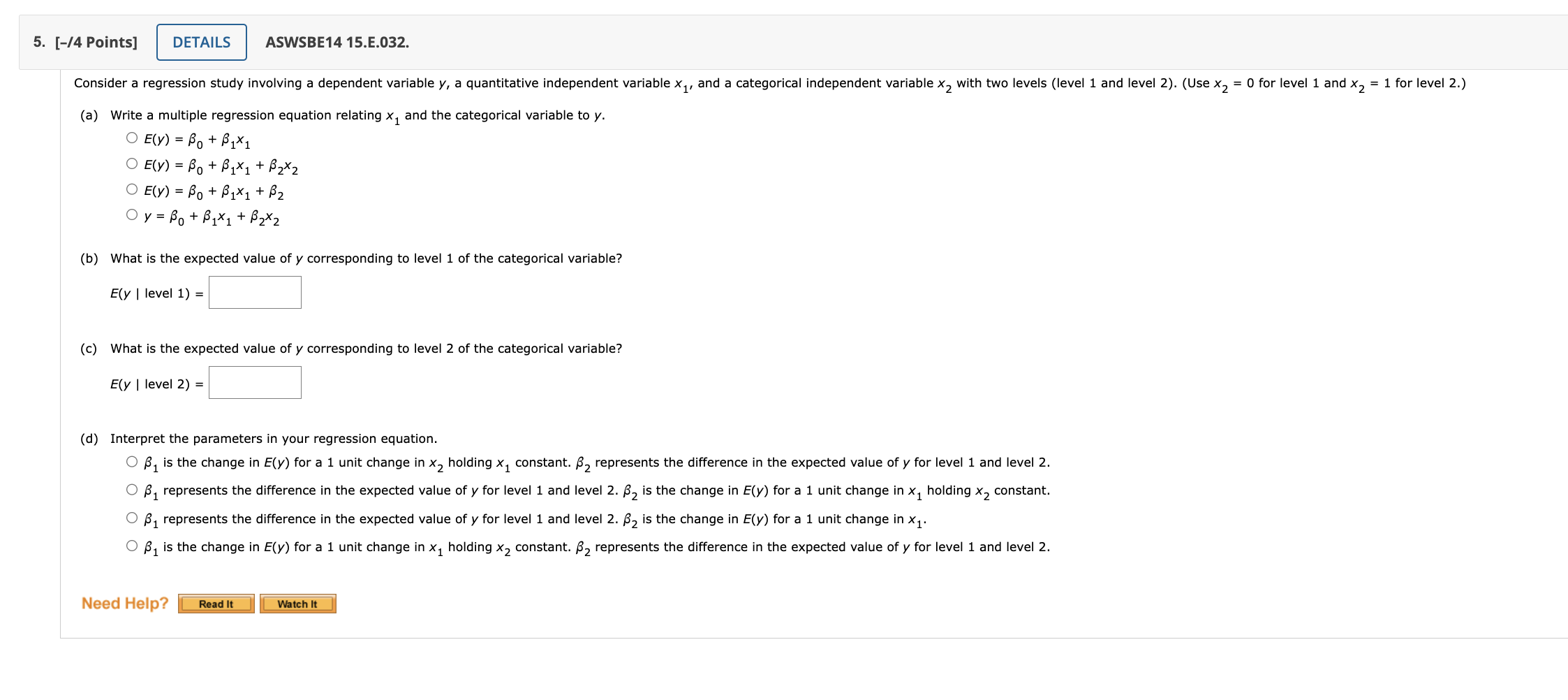 (a) Write a multiple regression equation relating x1 | Chegg.com