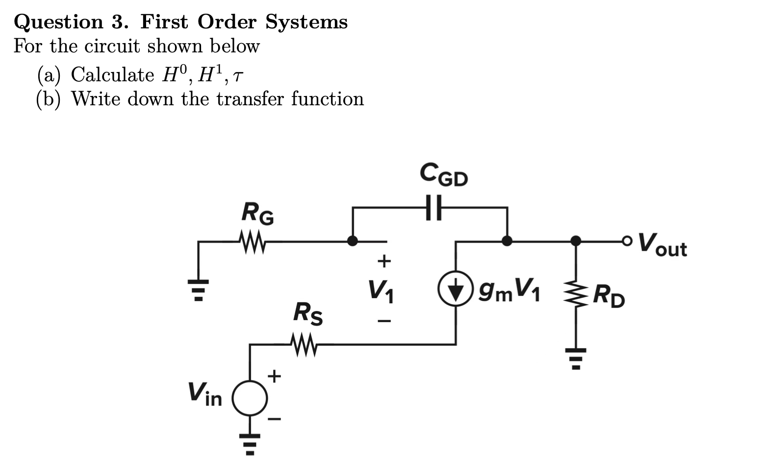 Solved Question 3. First Order Systems For the circuit shown | Chegg.com
