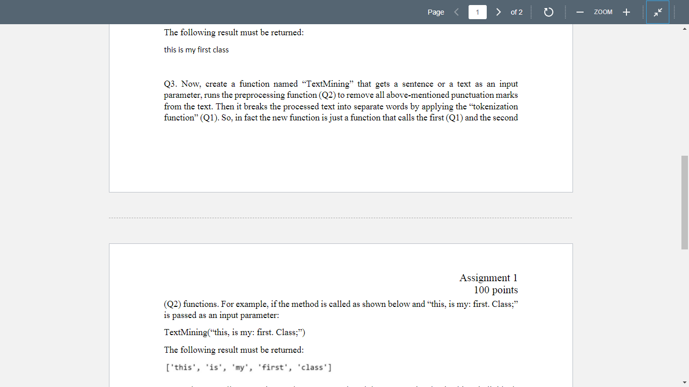 Solved Page 1 > of 2 ZOOM + Assignment 1 100 points Q1. | Chegg.com