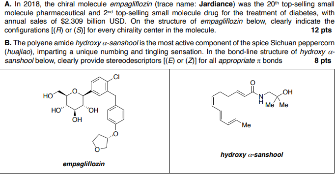 Solved A. In 2018, the chiral molecule empagliflozin (trace | Chegg.com