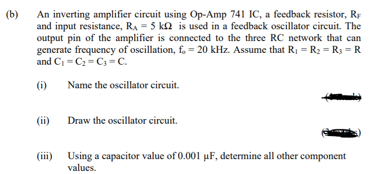 Solved (b) An inverting amplifier circuit using Op-Amp 741 | Chegg.com