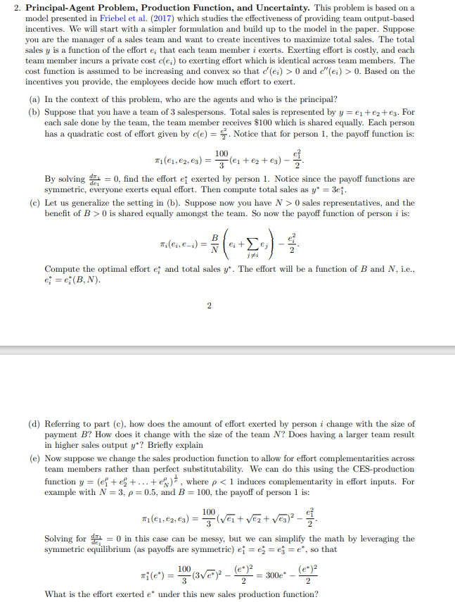 Solved I didn't get full answer!!!Principal-Agent Problem, | Chegg.com