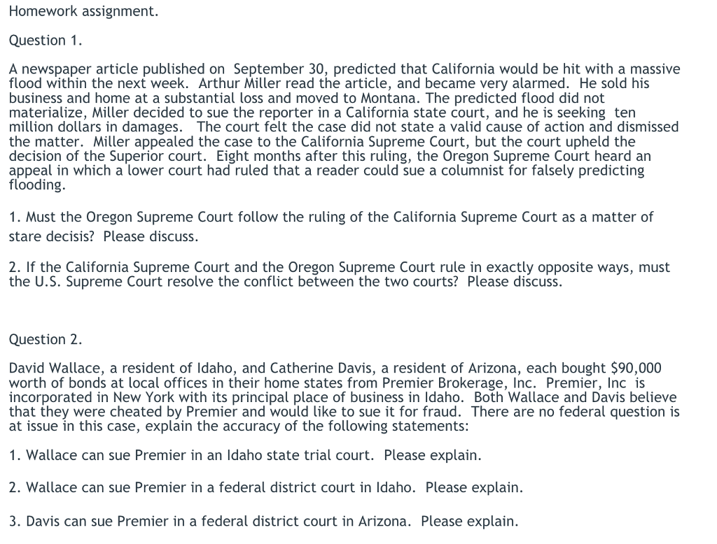 Solved Homework assignment. Question1 A newspaper article | Chegg.com