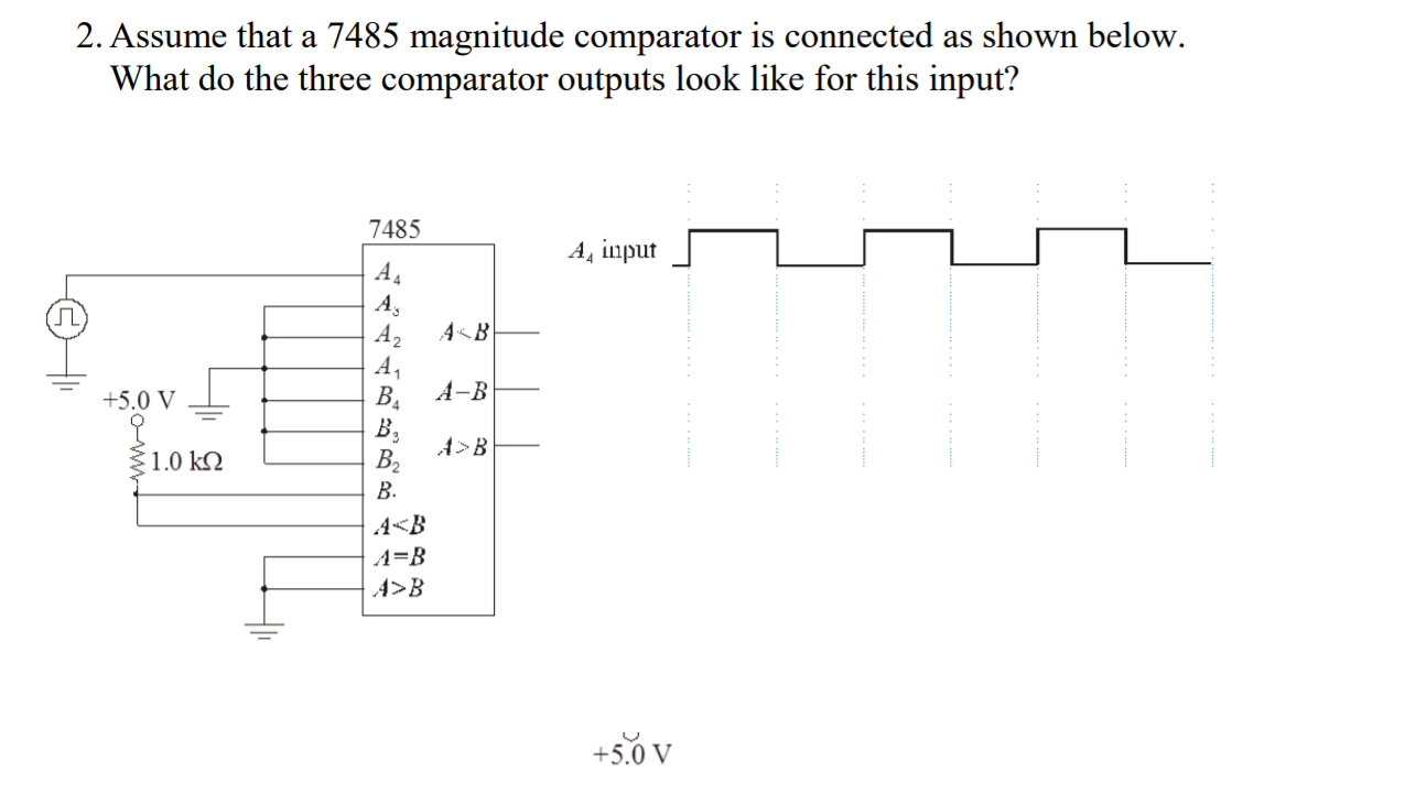 Solved a 2. Assume that a 7485 magnitude comparator is | Chegg.com