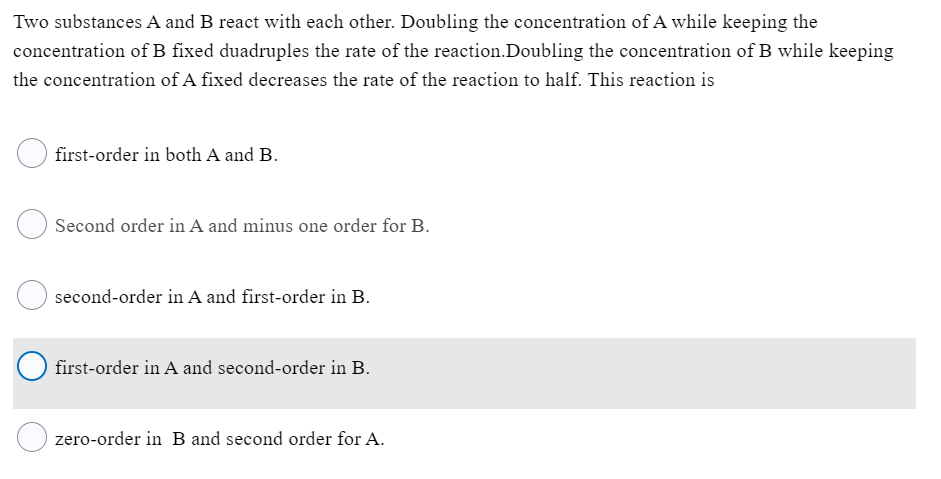 Solved Two substances A and B react with each other. | Chegg.com