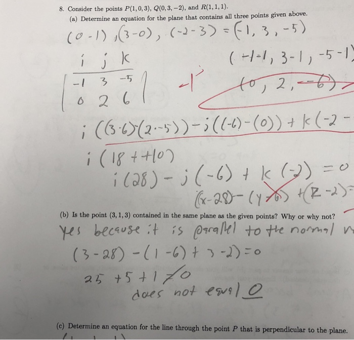 Solved 8. Consider the points P(1,0,3), Q0,3, -2), and R(1, | Chegg.com